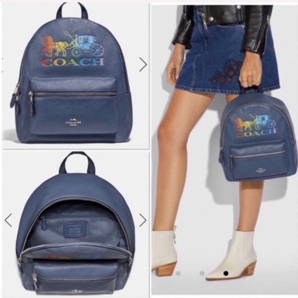 Coach | Bags | Coach Rainbow Glitter Horse And Carriage Logo Navy ...